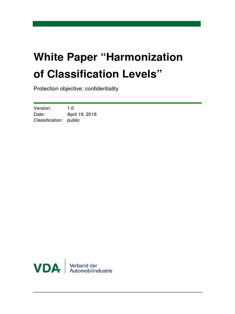 VDA White Paper Harmonization Classification Levels Final | PDF ...