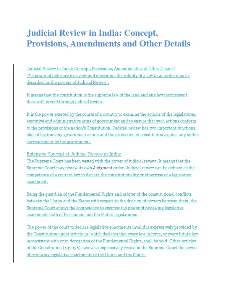 Judicial Review in India | PDF | United States Constitution | Judiciaries