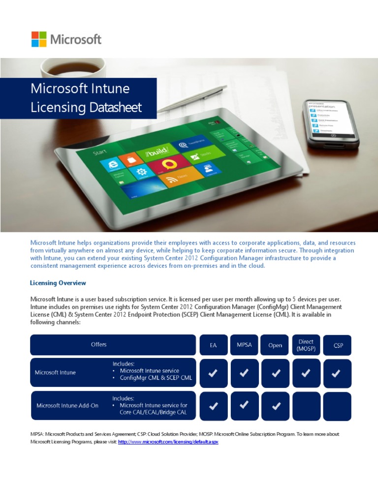 Microsoft Intune Licensing Datasheet PDF | PDF | Microsoft ...