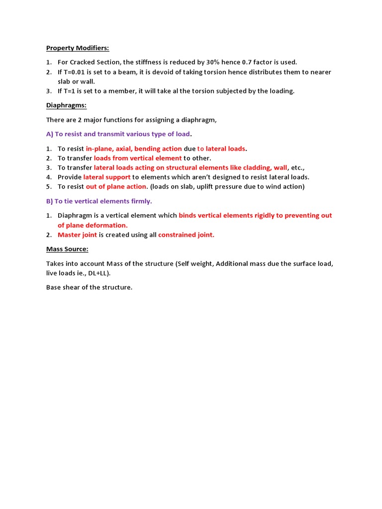 Property Modifiers A To Resist And Transmit Various Type Of Load Pdf 