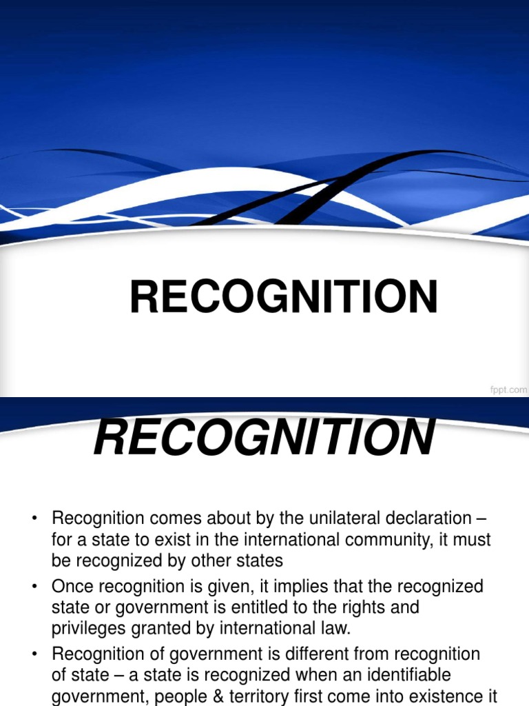 Recognition | PDF | Sovereign State | International Law