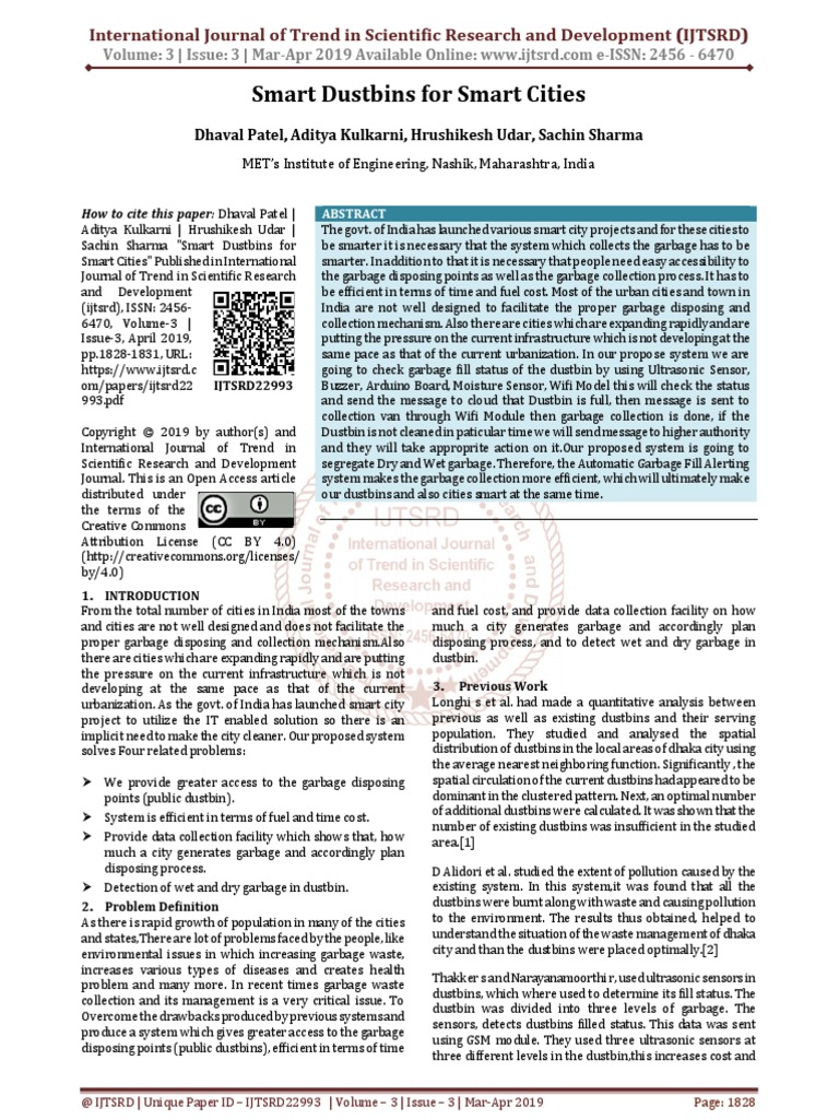 Smart Dustbins For Smart Cities | PDF | Use Case | Scheduling (Computing)