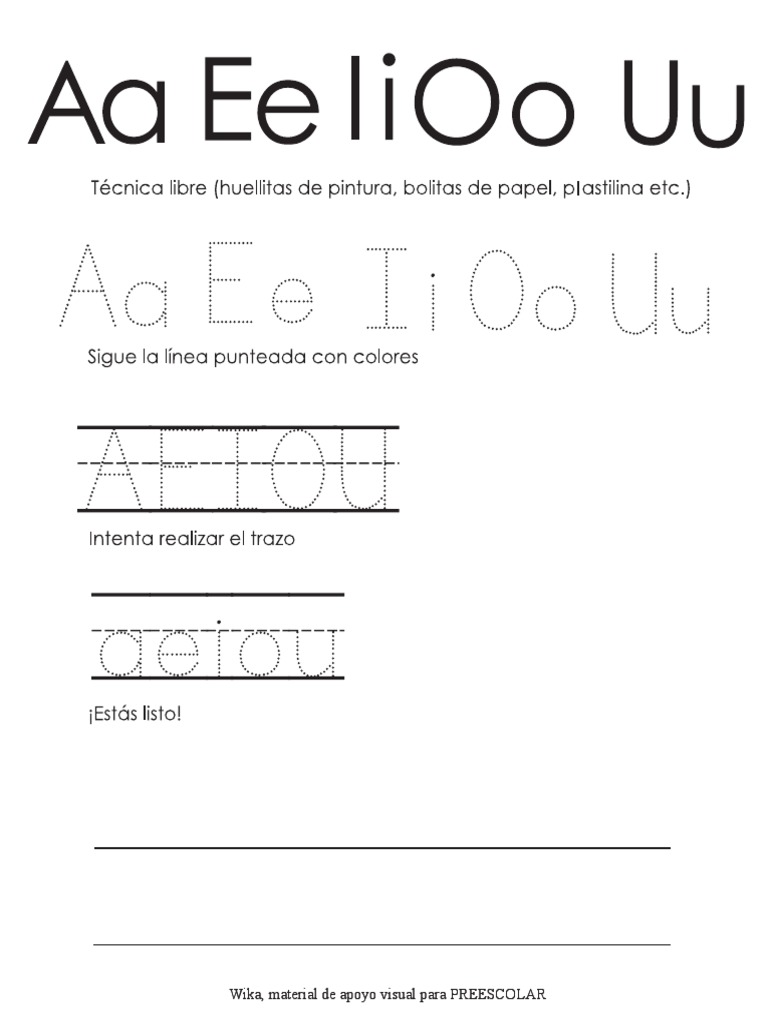 Trazos de Vocales para Preescolar | PDF