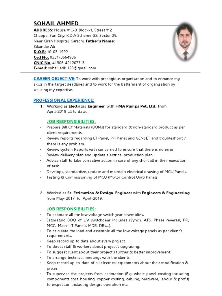 Sohail CV PDF | PDF | Calibration | Electrical Engineering