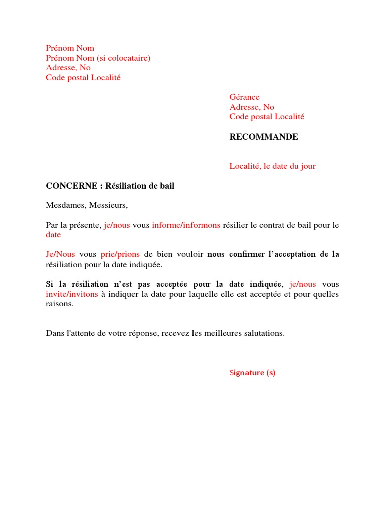 Lettre Type Resiliation Bail Gratuite Lettre Type Resiliation Bail Gratuite