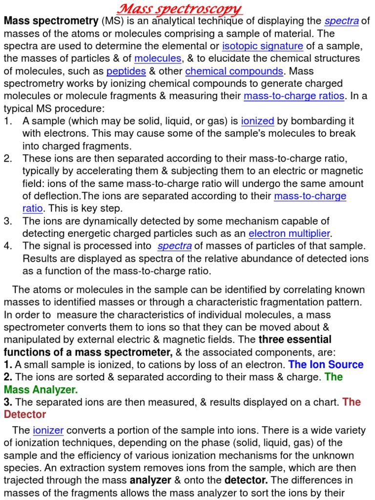 Mass Spectros | PDF | Mass Spectrometry | Molecules