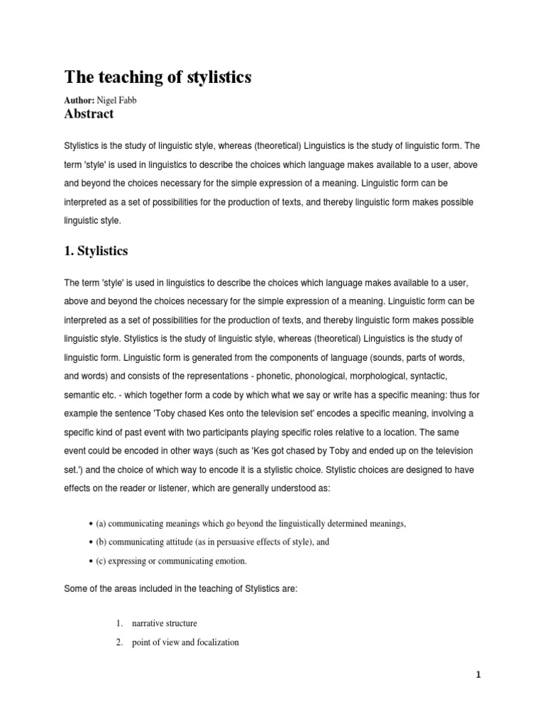 The Teaching of Stylistics | PDF | Semantics | Linguistics