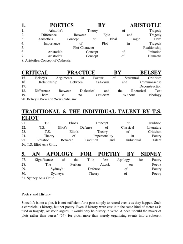 Poetics by Aristotle | PDF | Tragedy | Plot (Narrative)