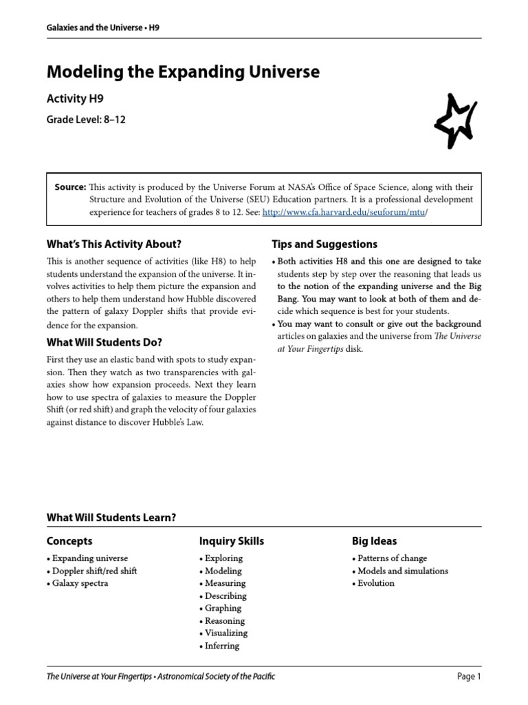 H9-Modeling Expanding Universe | PDF | Universe | Redshift