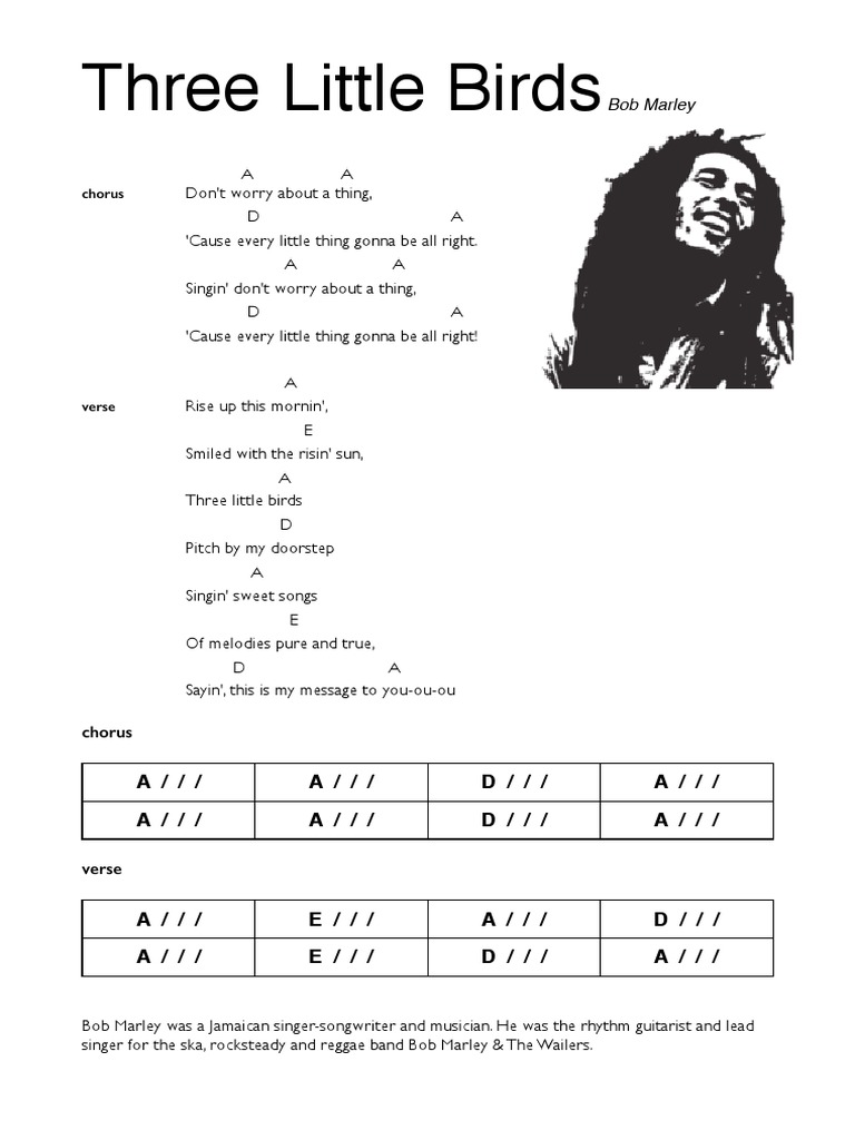 Three Little Birds Bob Marley | PDF | Bob Marley | Jamaican Styles Of Music