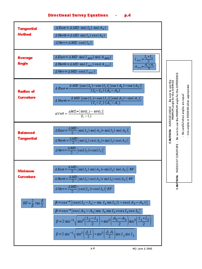 Directional Survey Equations Explained | PDF | Mathematical Analysis ...