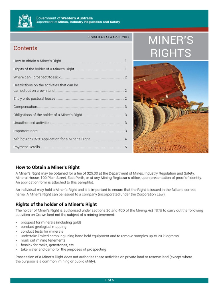 Miner'S Rights: Government of | PDF | Mining | Credit Card