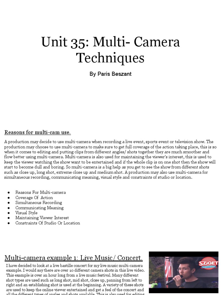 Unit 35 Multi - Camera Laa | PDF | Filmmaking | Entertainment