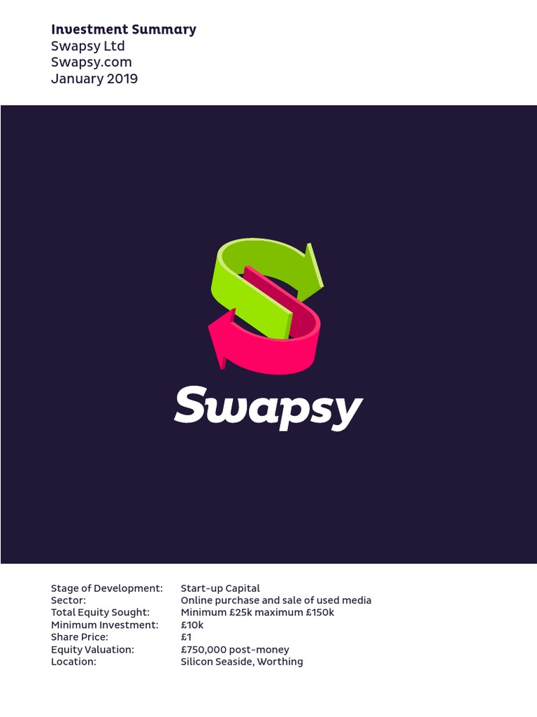 Swapsy Investment Memorandum | PDF | Risk | Retail