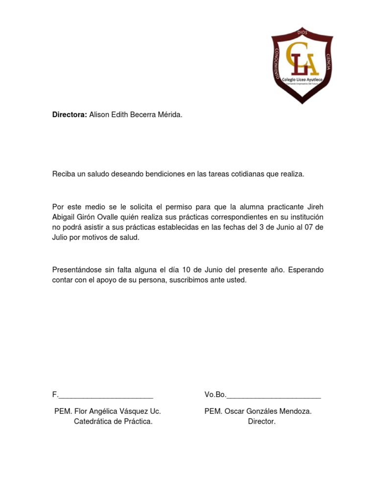 Carta A Directora | PDF