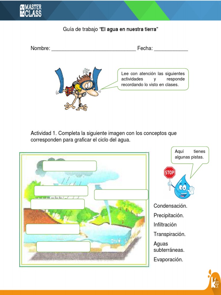 Hojas De Trabajo Sobre El Agua En La Tierra El Agua, Ficha Para