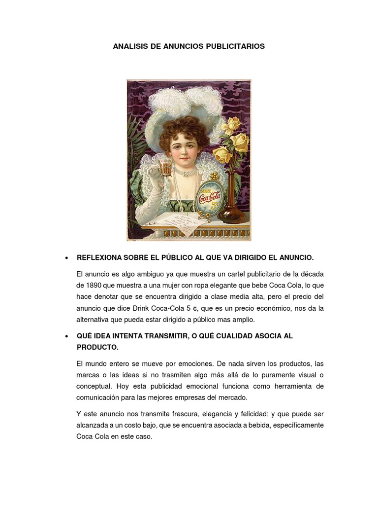 Análisis de Anuncios de Coca-Cola | PDF | Coca Cola | Publicidad