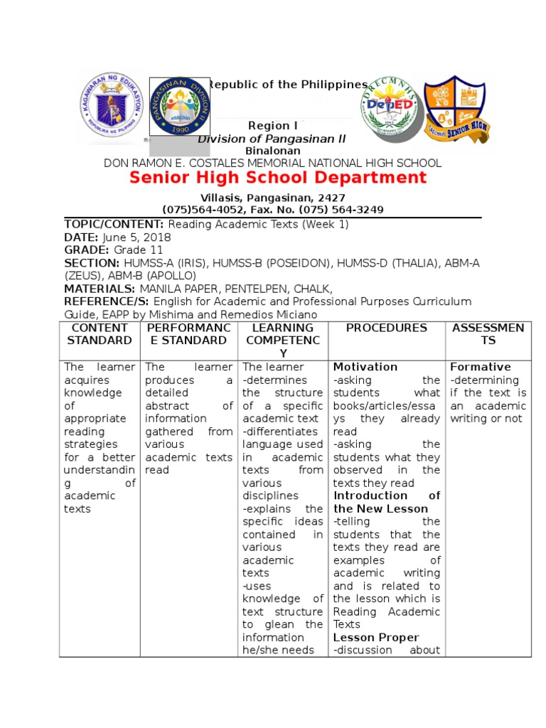 Lesson Plan EAP | PDF | Lesson Plan | Learning