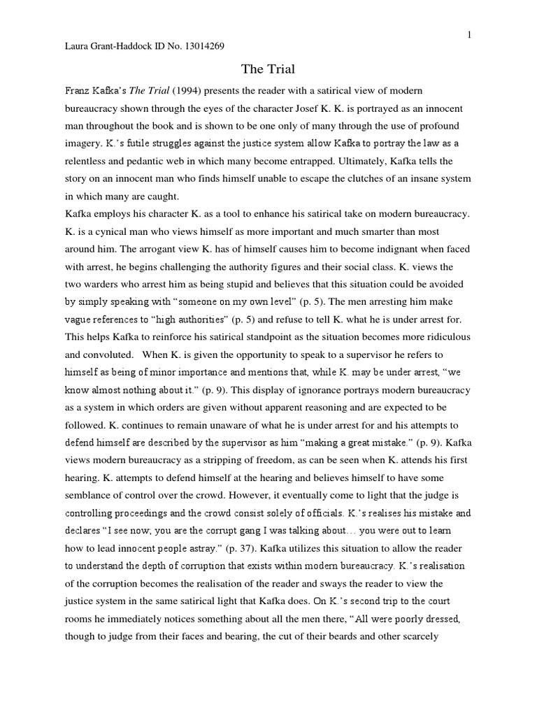 Kafka's Critique of Bureaucracy in The Trial | PDF | The Trial | Franz ...