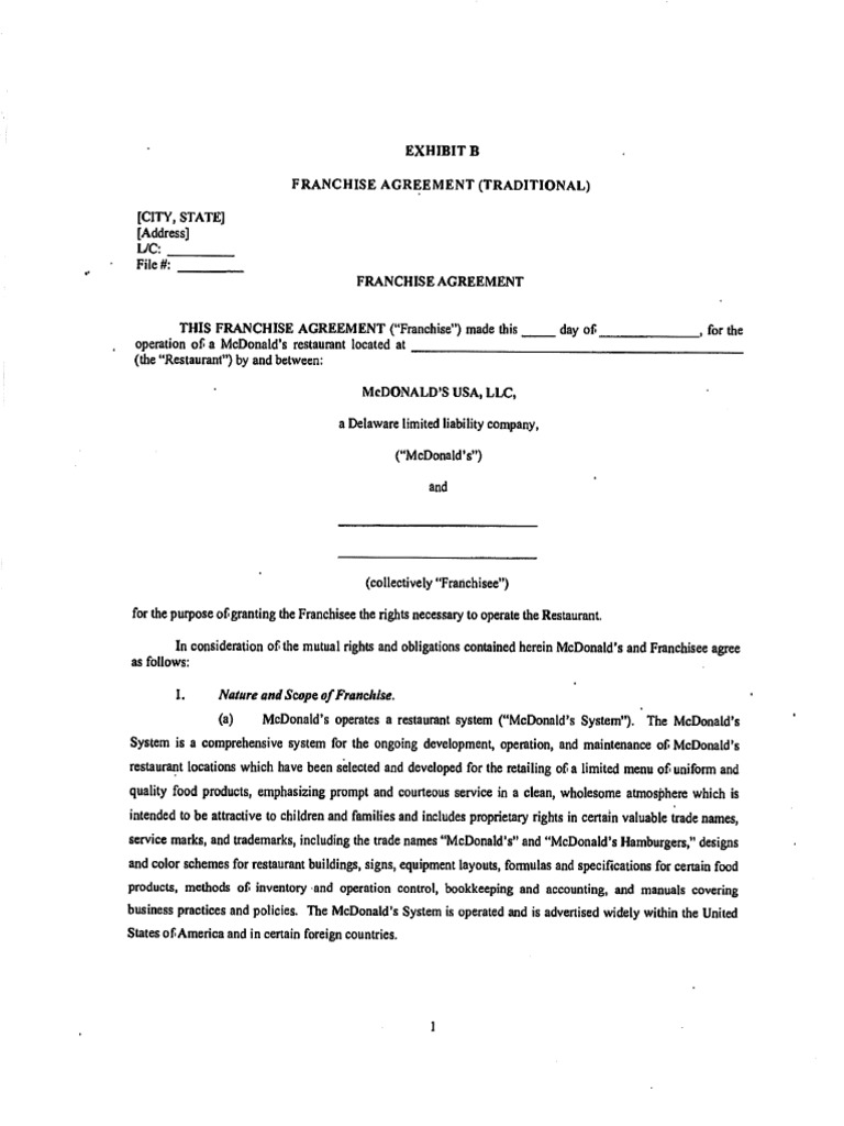 McDonalds Franchise Agreement | PDF | Franchising | Mc Donald's McDonalds Franchise Agreement | PDF | Franchising | Mc Donald's