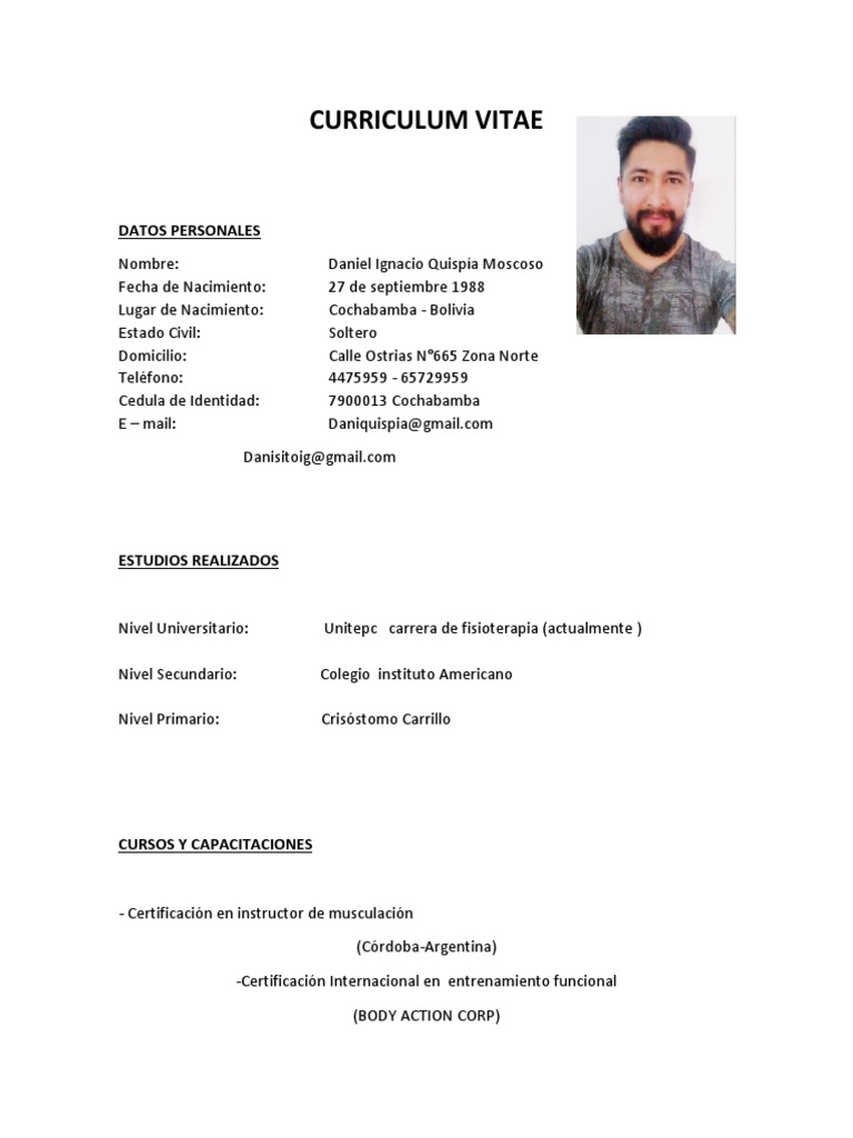 Curriculum Vitae Daniel,. Actual | PDF