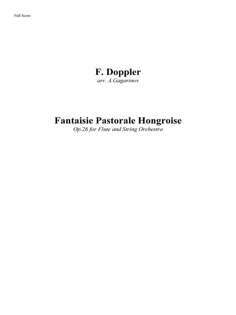 Doppler Fantaisie Pastorale Hongroise Op.26 For Flute and Strings ...