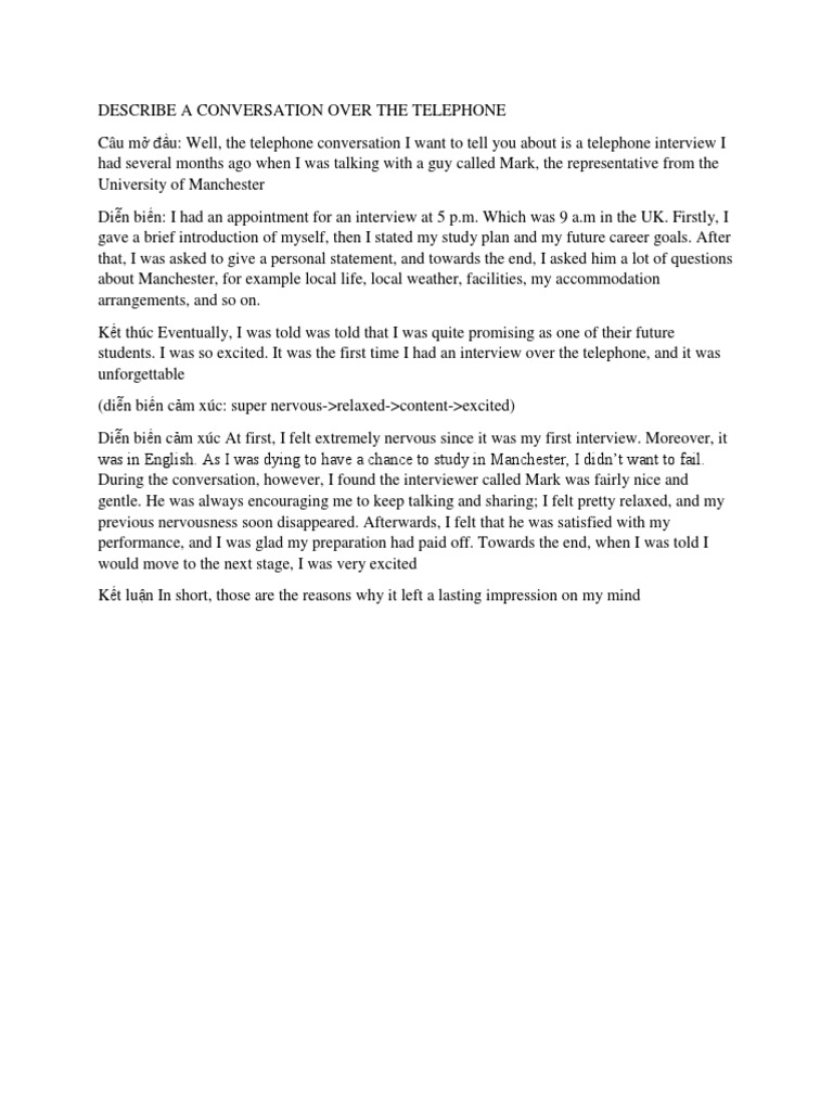 Memorable Telephone Interview Experience | PDF
