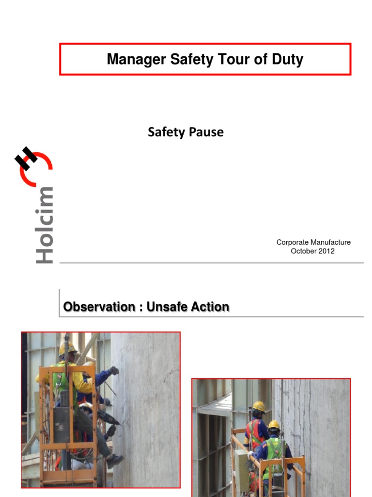 Manager Safety Tour of Duty: Corporate Manufacture October 2012 | PDF