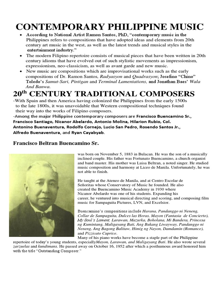 Contemporary Philippine Music | PDF | Performing Arts | Entertainment