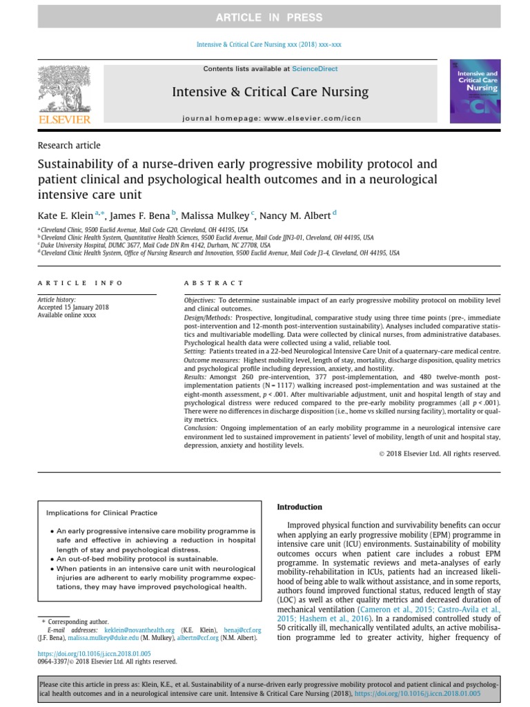 Intensive & Critical Care Nursing: Research Article | PDF | Intensive ...