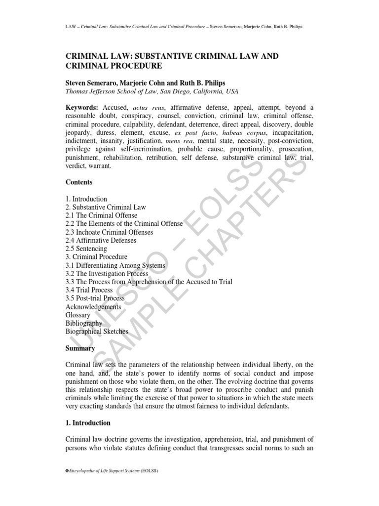 Unesco - Eolss Sample Chapters: Criminal Law: Substantive Criminal Law ...
