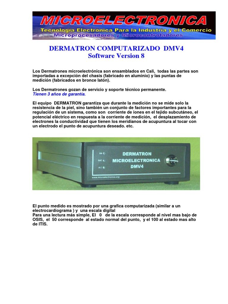 Dermatron computarizado DMV4: Un dispositivo médico para medir ...