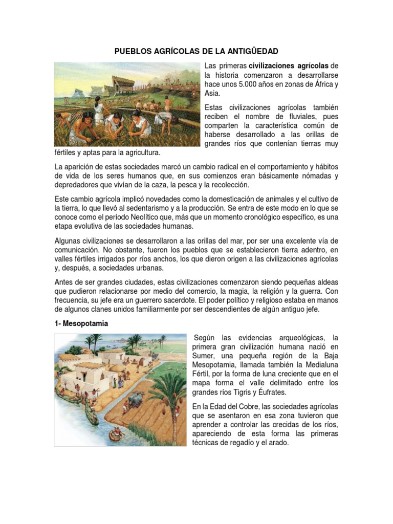 Civilizaciones Agrícolas Antiguas | PDF | Antiguo Egipto | Historia antigua