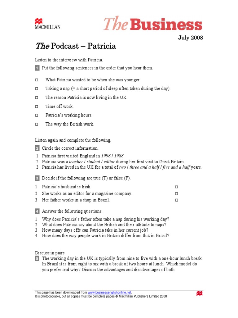 Patricia Worksheet PDF | PDF