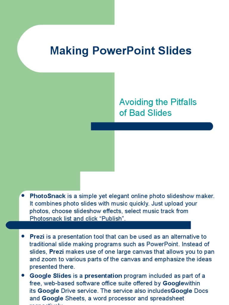 Making Powerpoint Slides: Avoiding The Pitfalls of Bad Slides | PDF | Communication | Computing