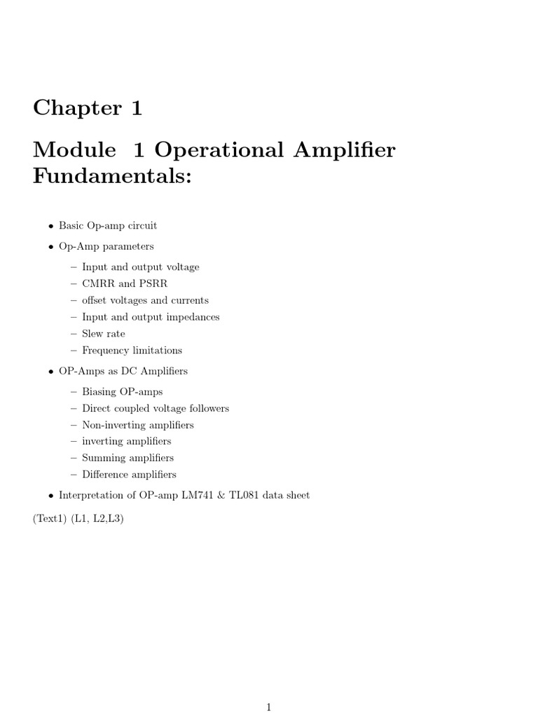 OPAMP Fundamentals | PDF | Operational Amplifier | Amplifier