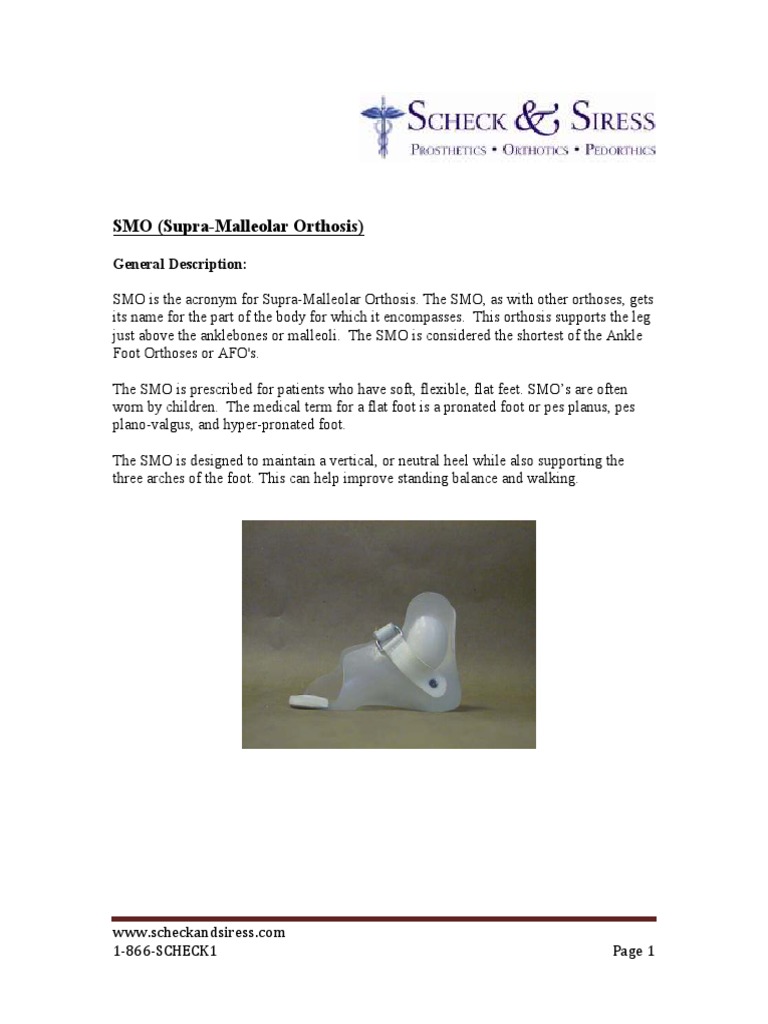 SMO (Supra-Malleolar Orthosis) | PDF | Foot | Shoe