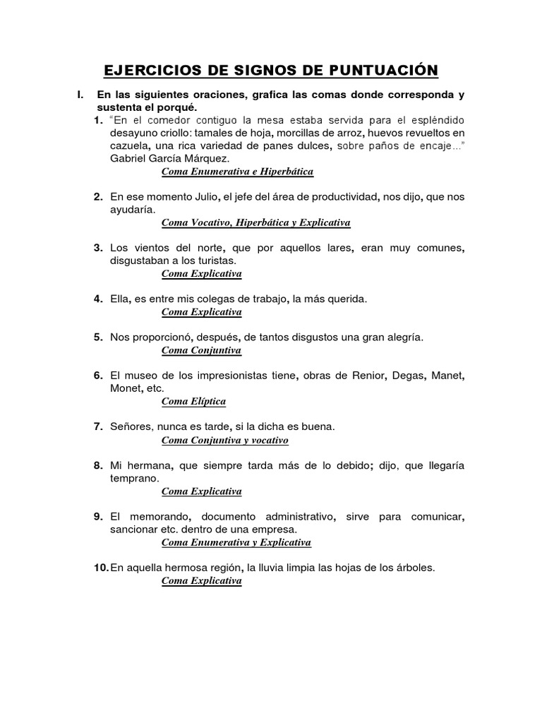 Hoja De Trabajo De Puntuación De Oraciones