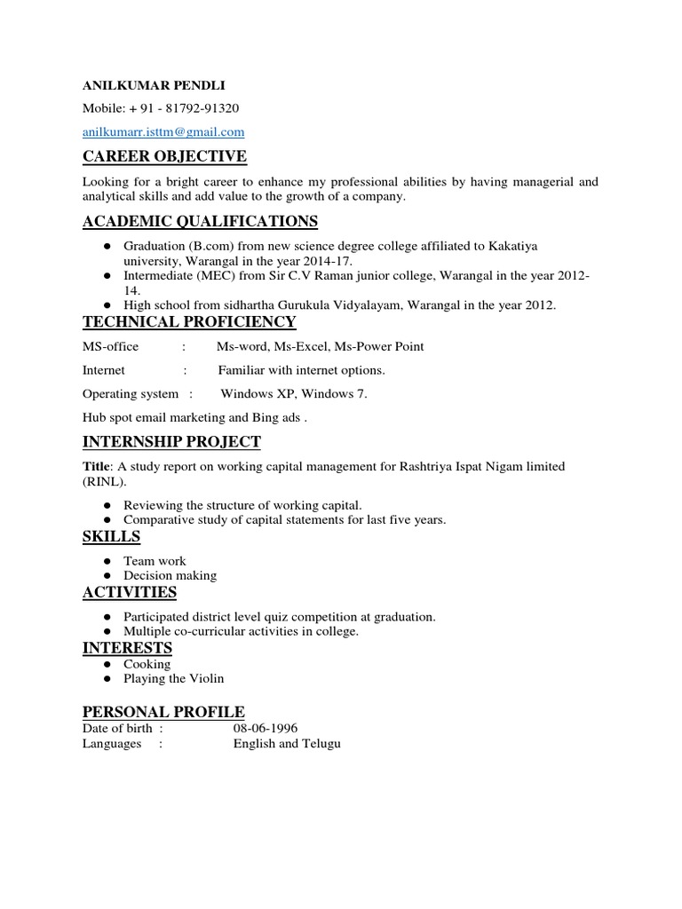 Career Objective: Anilkumar Pendli | PDF | Career & Growth
