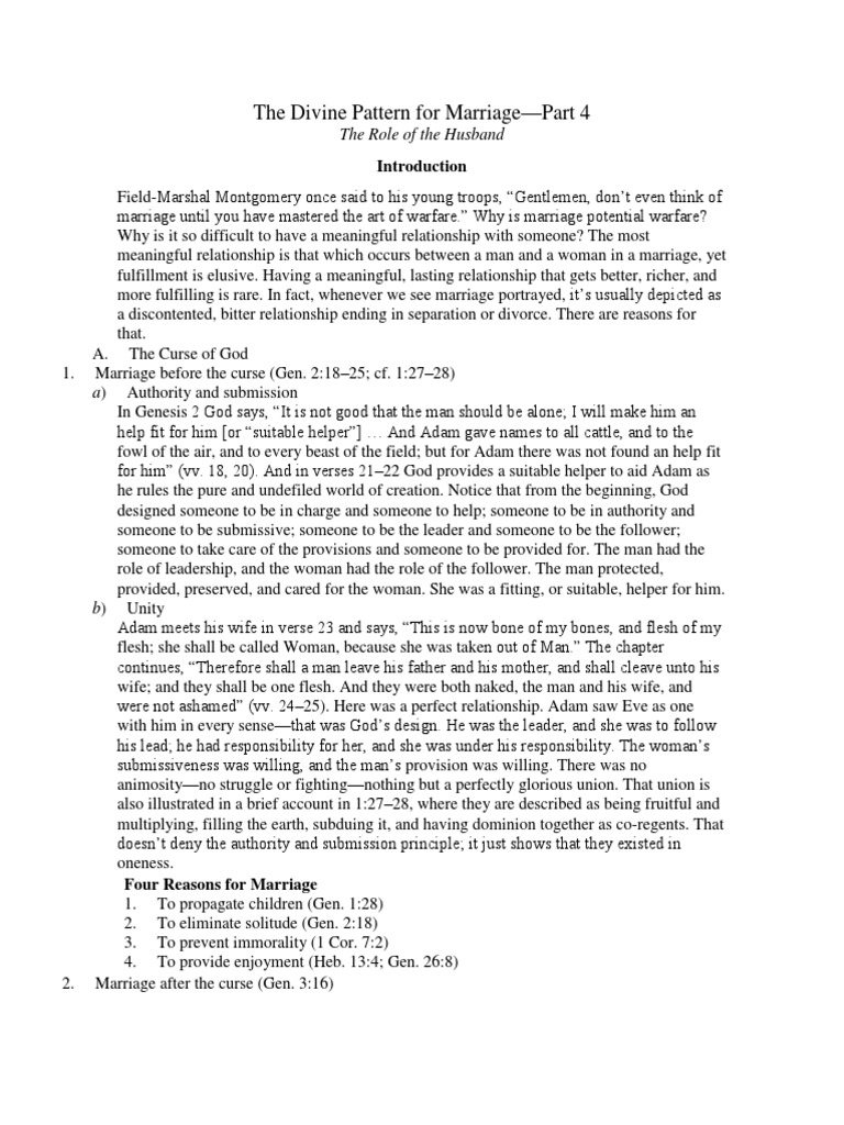 The Divine Pattern For Marriage | PDF | Adam And Eve | Christian Views ...
