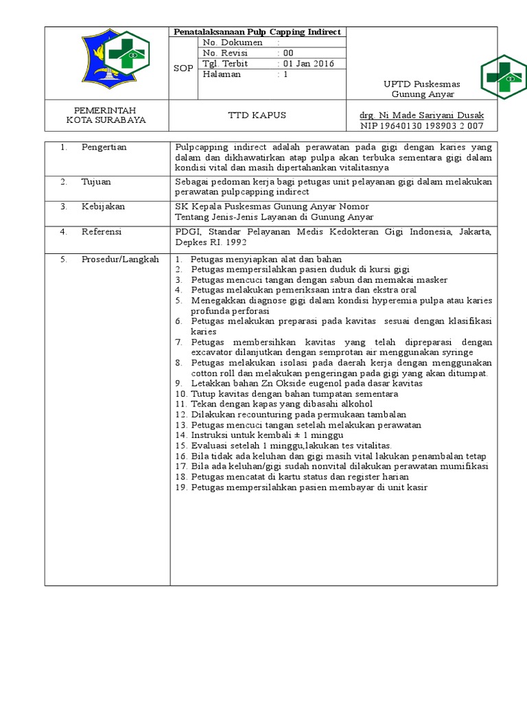 Sop 11 Pulp Capping Indirect | PDF