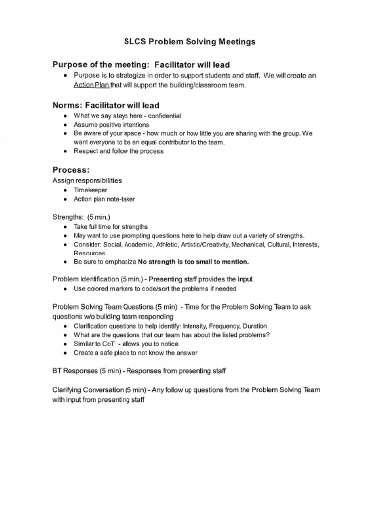 Problem Solving Meeting Agenda | PDF