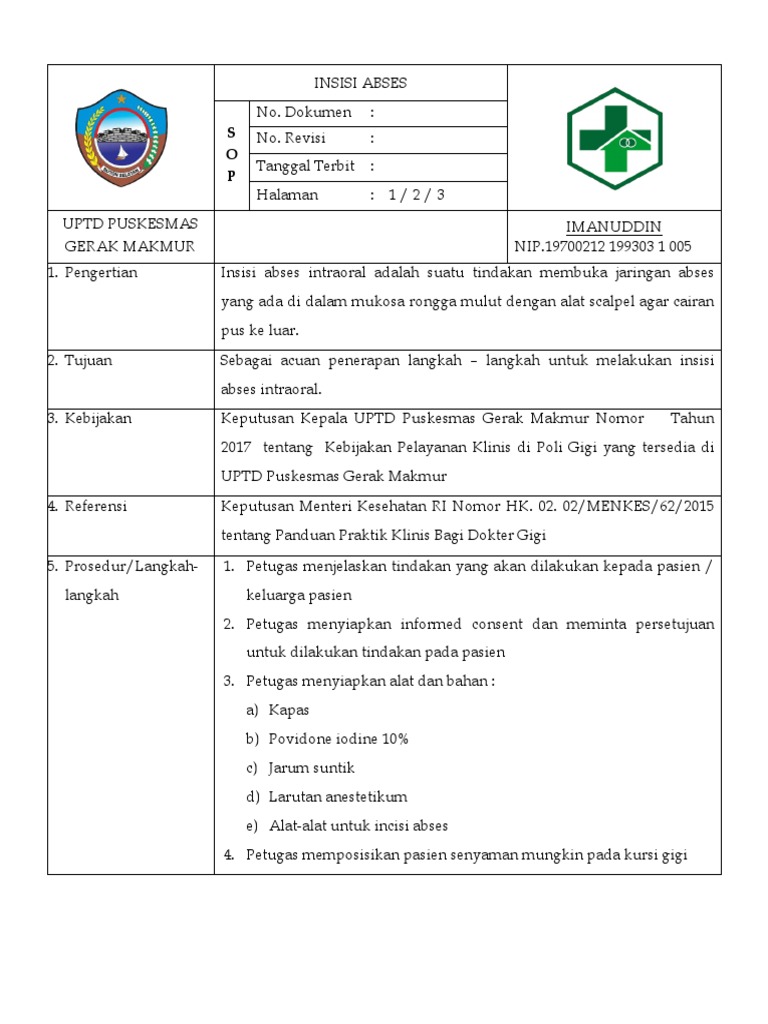 Prosedur Insisi Abses Intraoral | PDF