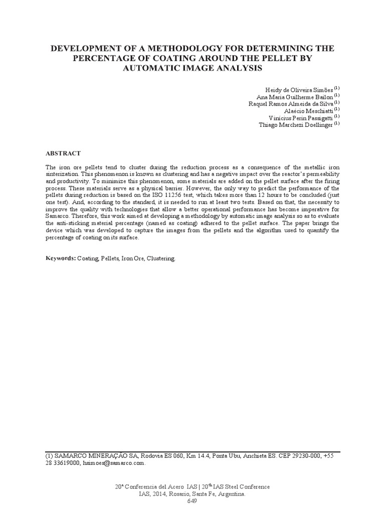 Iron Ore Pellet Coating Analysis | PDF | Camera | Redox