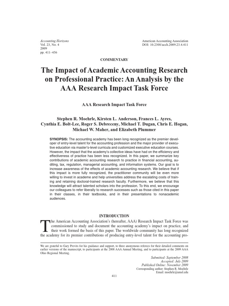 The Impact of Academic Accounting Research On Professional Pract 2009 ...