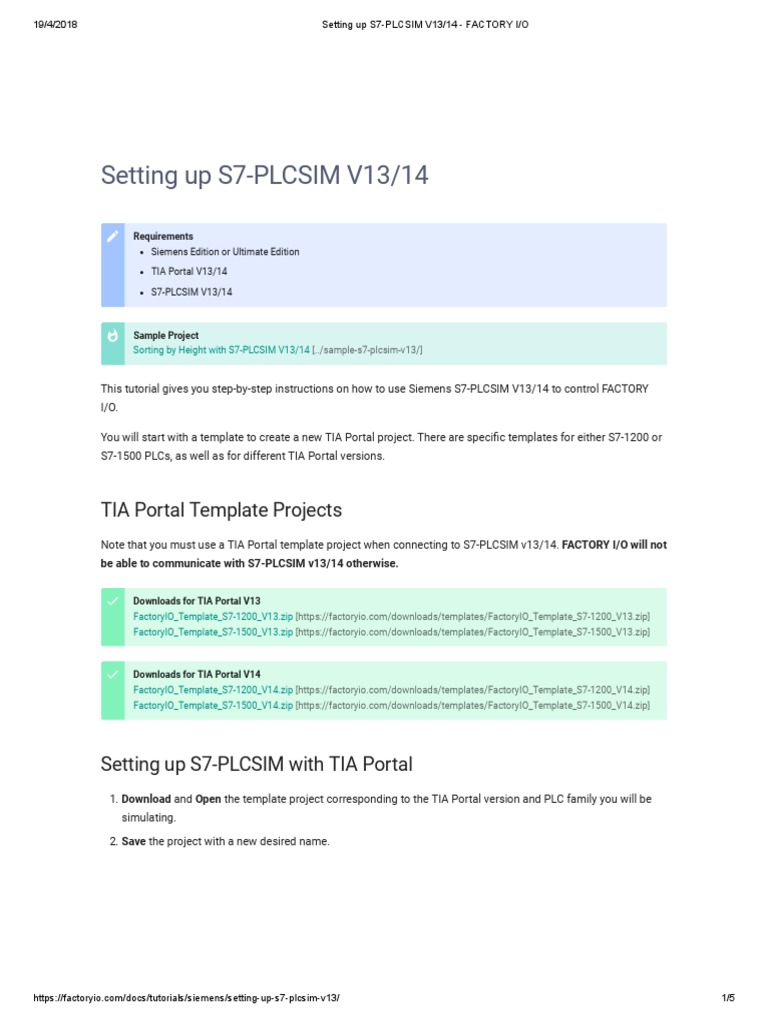 Factory IO Con TIA Portal v13 | PDF | Programmable Logic Controller | Input/Output