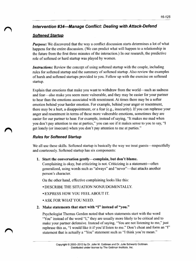 Gottman - Soft Start Up Handout | PDF