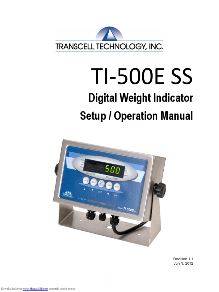 TI-500E SS: Digital Weight Indicator Setup / Operation Manual | PDF ...