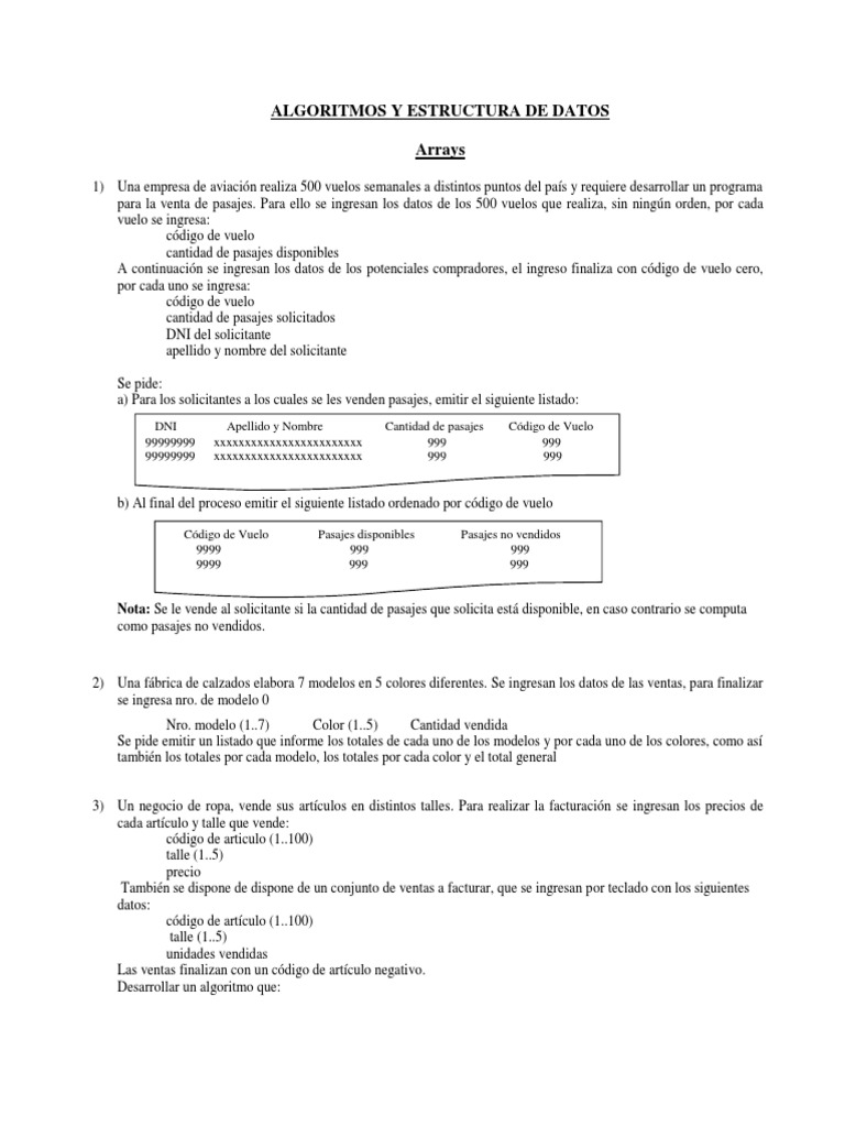 Ejercicios Arrays | PDF | Áreas de informática | Informática