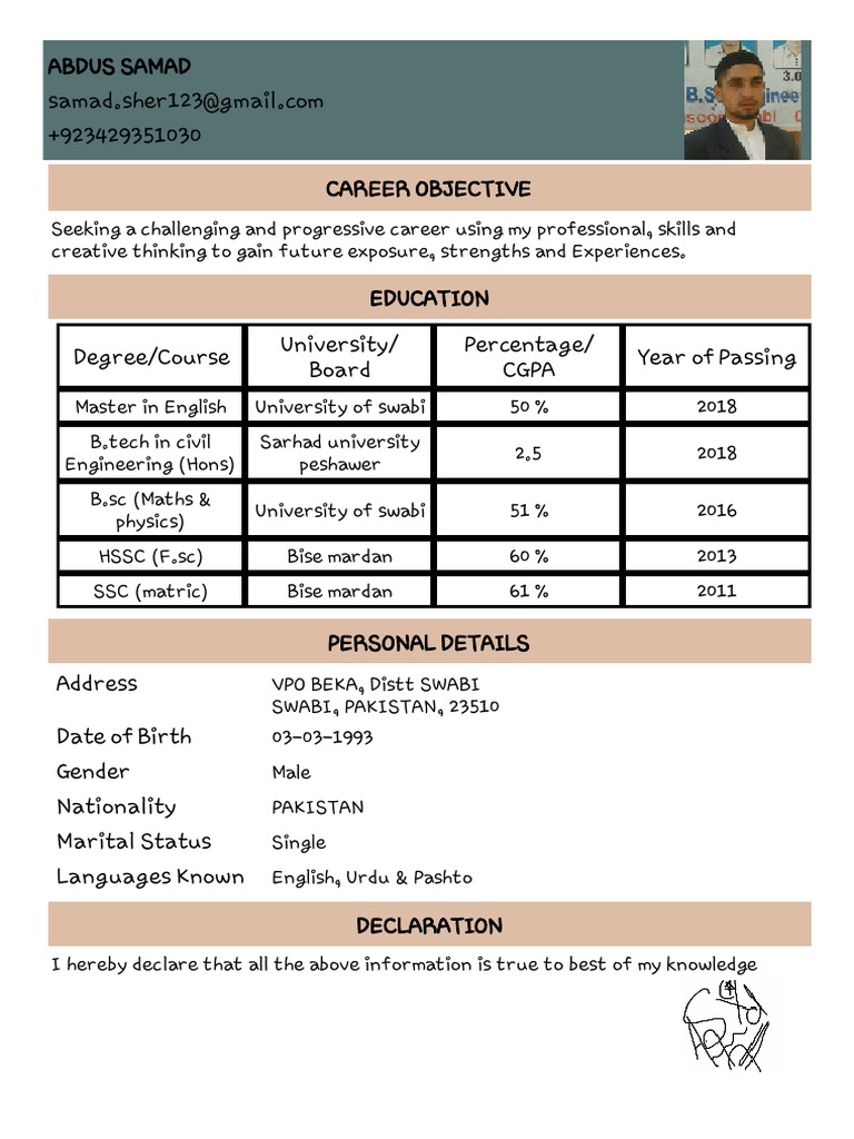 Resume Abdus Samad Format7 | PDF